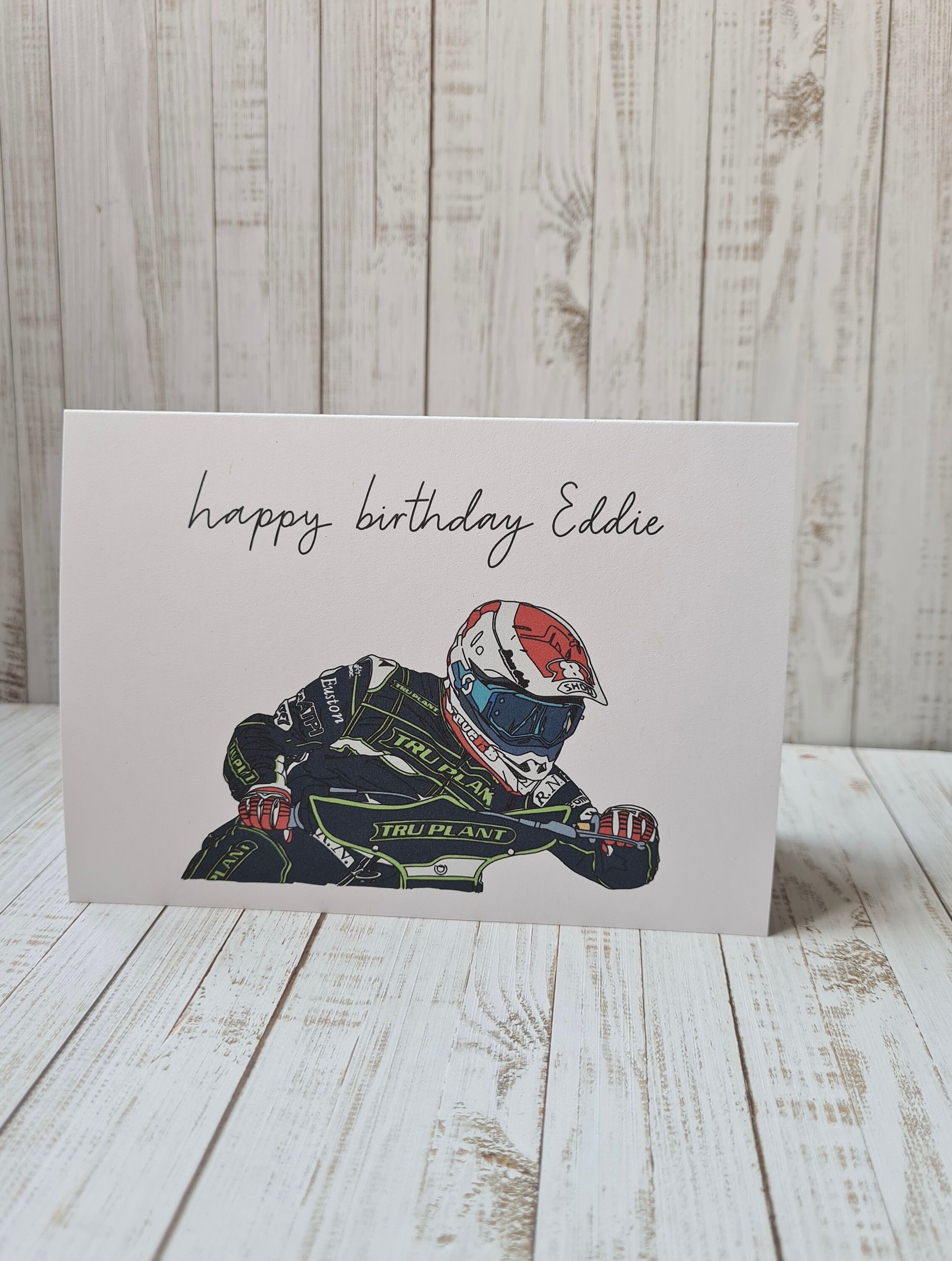 Happy Birthday, Personalised, Speedway Bike, Birthday Card - Etsy UK