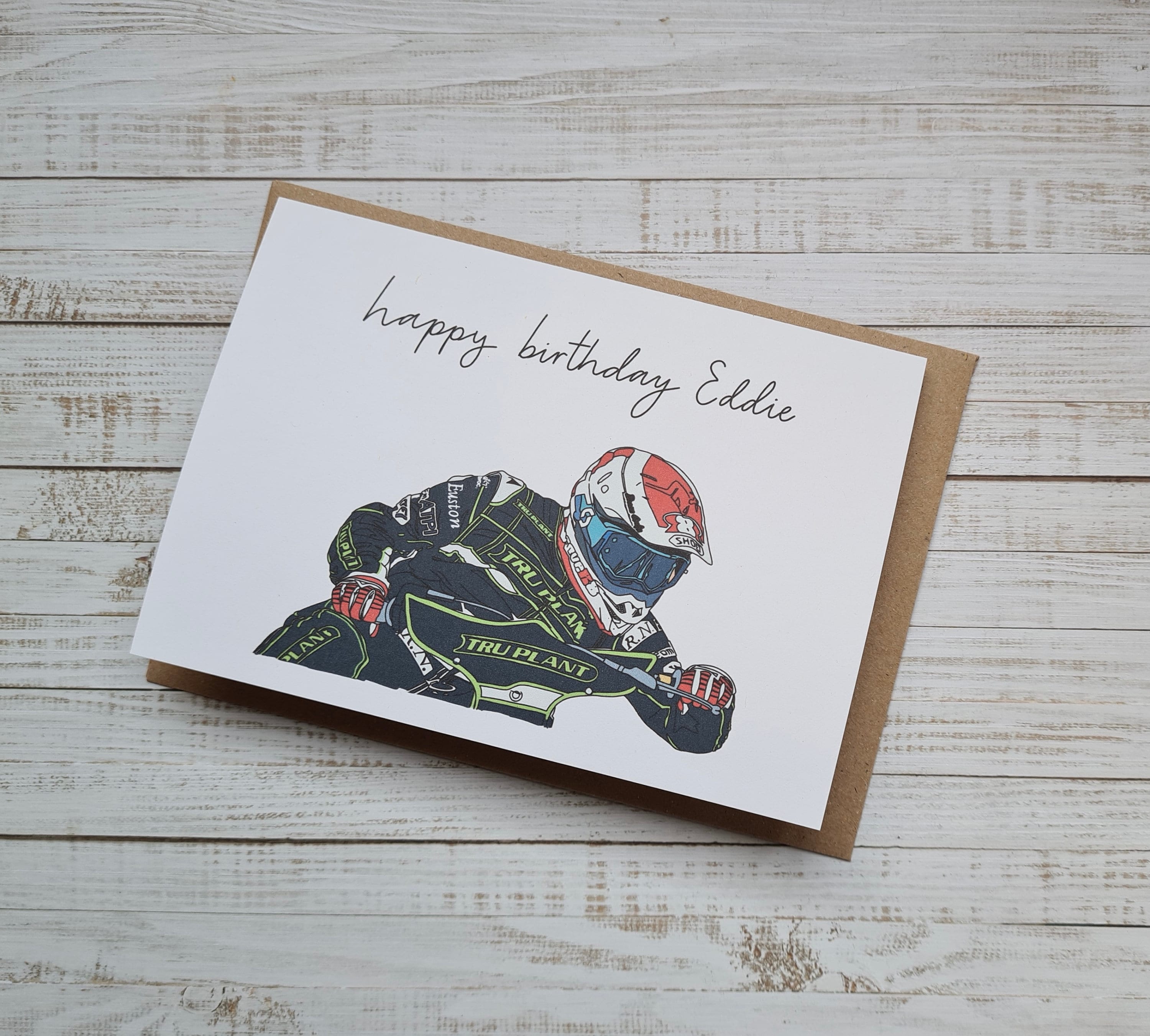 Happy Birthday, Personalised, Speedway Bike, Birthday Card - Etsy UK