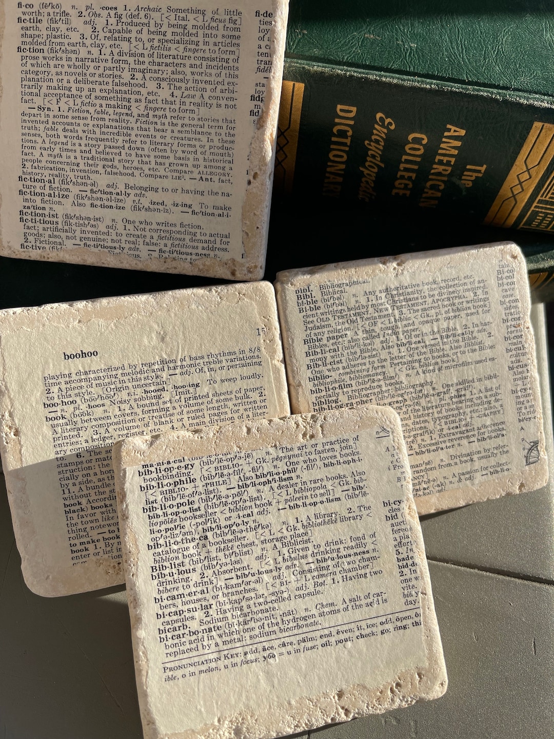 Vintage Book Page Coasters, Author/reader Gift, Antique Dictionary Art ...