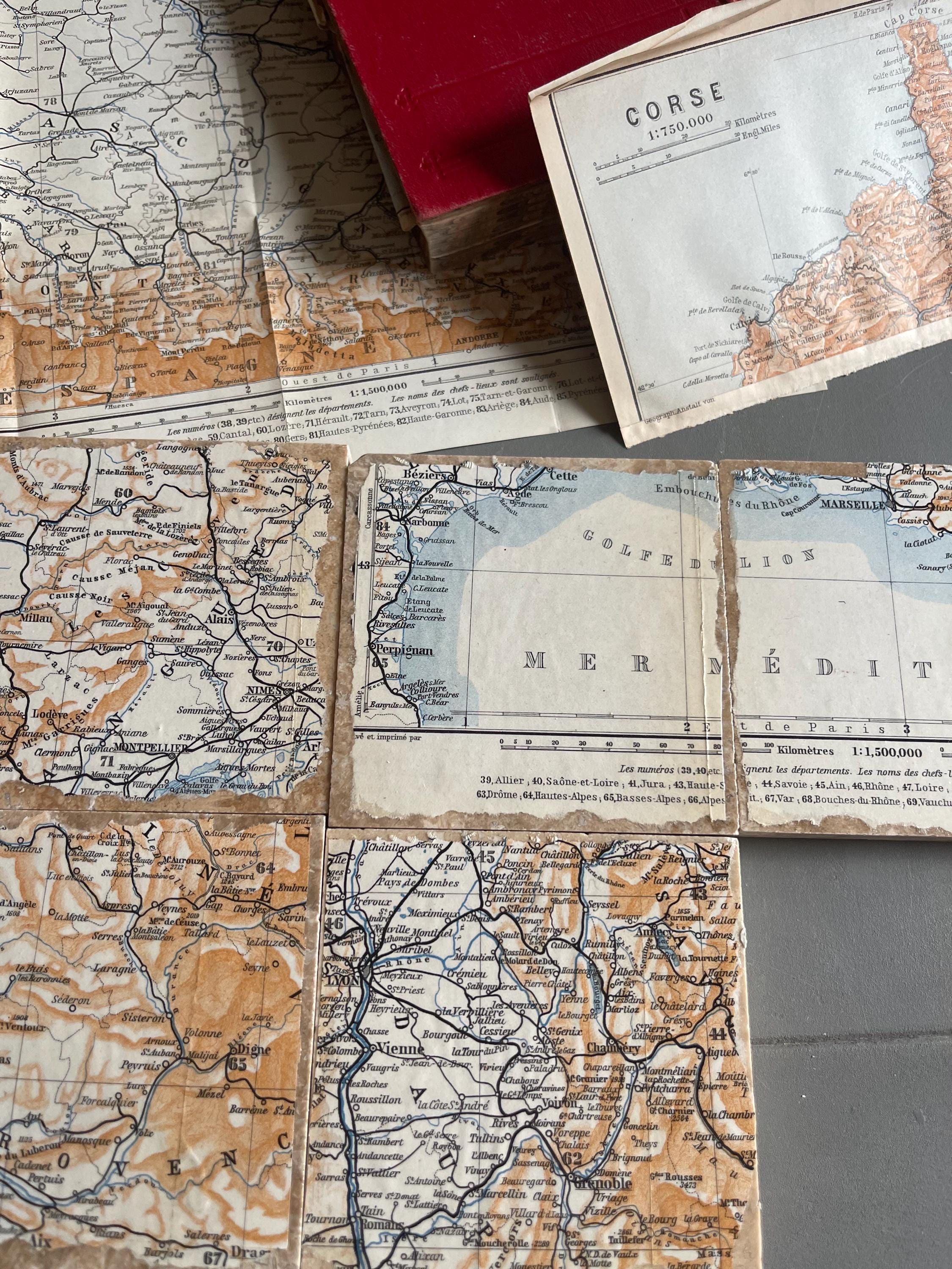 Vintage French Coasters, Stone Antique Map Decor, French Vacation ...