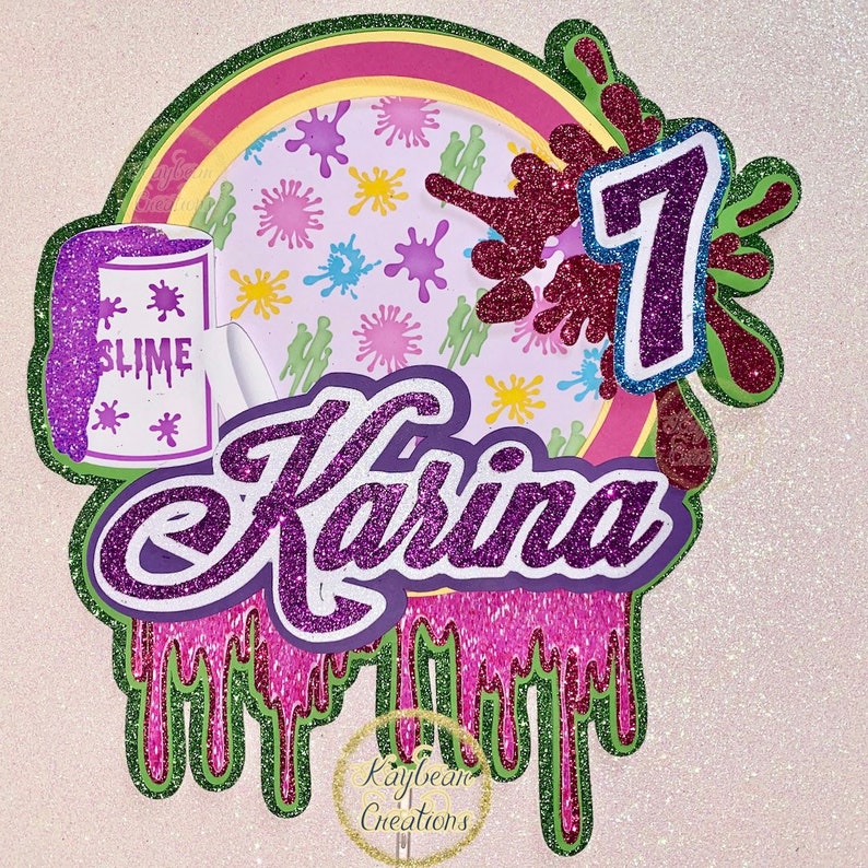 Slime Theme Cake Topper/ Slime Birthday Decor/ Slime Cake Topper ...