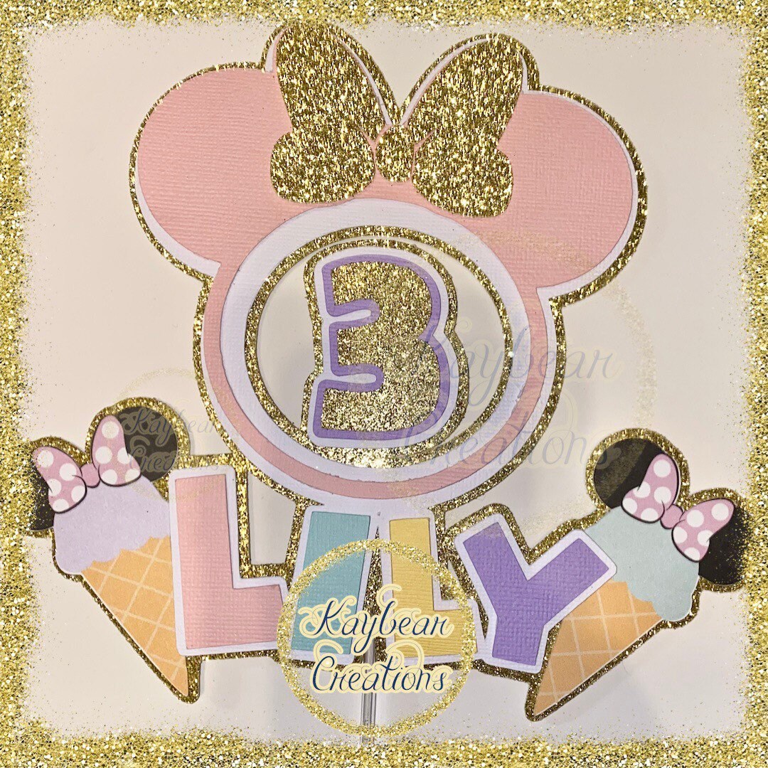 Minnie Inspired Ice Cream Cake Topper / 3D Cake Topper - Etsy