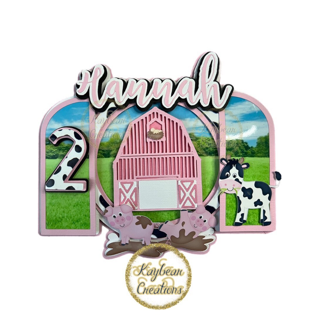 Farm Cake Topper/pink Barn/ Farm Party/ Cow Topper - Etsy