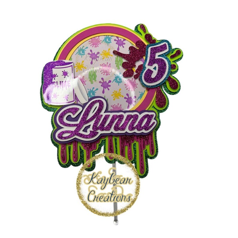 Slime Theme Cake Topper/ Slime Birthday Decor/ Slime Cake Topper ...