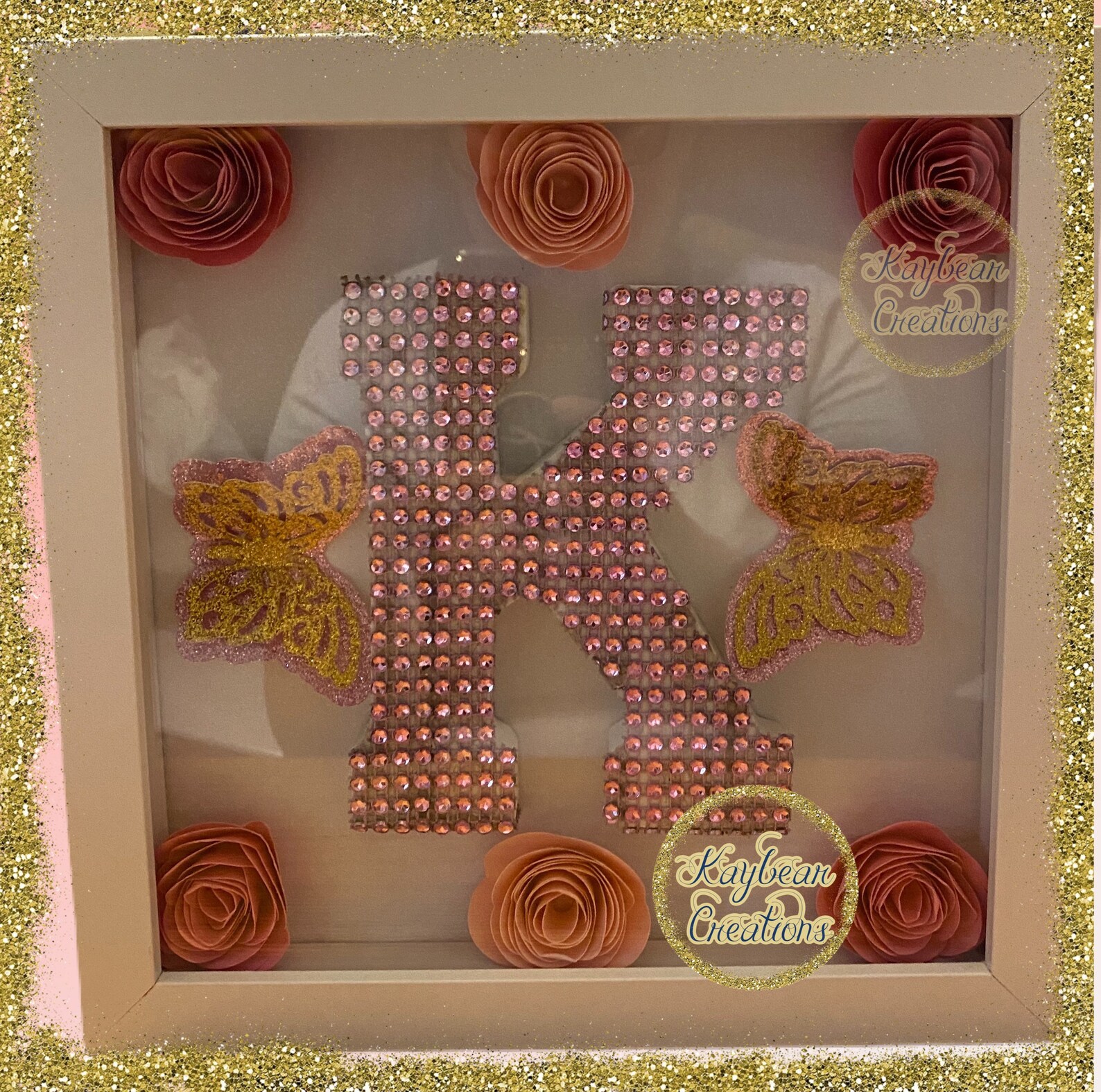 Initial Flower and Butterfly Shadow Box /custom Shadow Box - Etsy