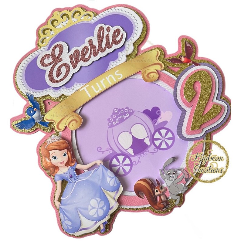Personalized Sofia Theme Cake Topper/ Sofia Topper/ Sofia Cake Topper ...