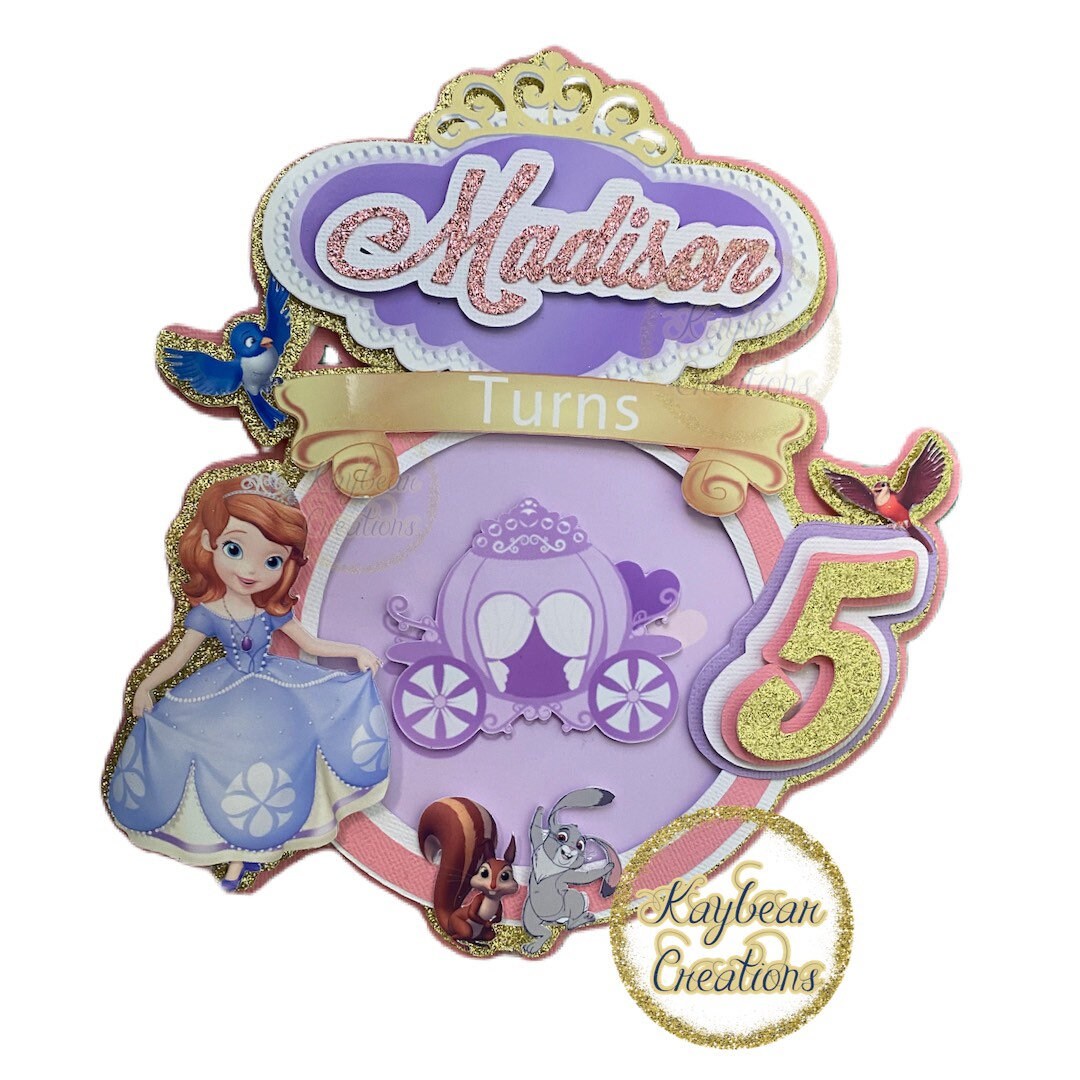 Personalized Sofia Theme Cake Topper/ Sofia Topper/ Sofia Cake Topper ...