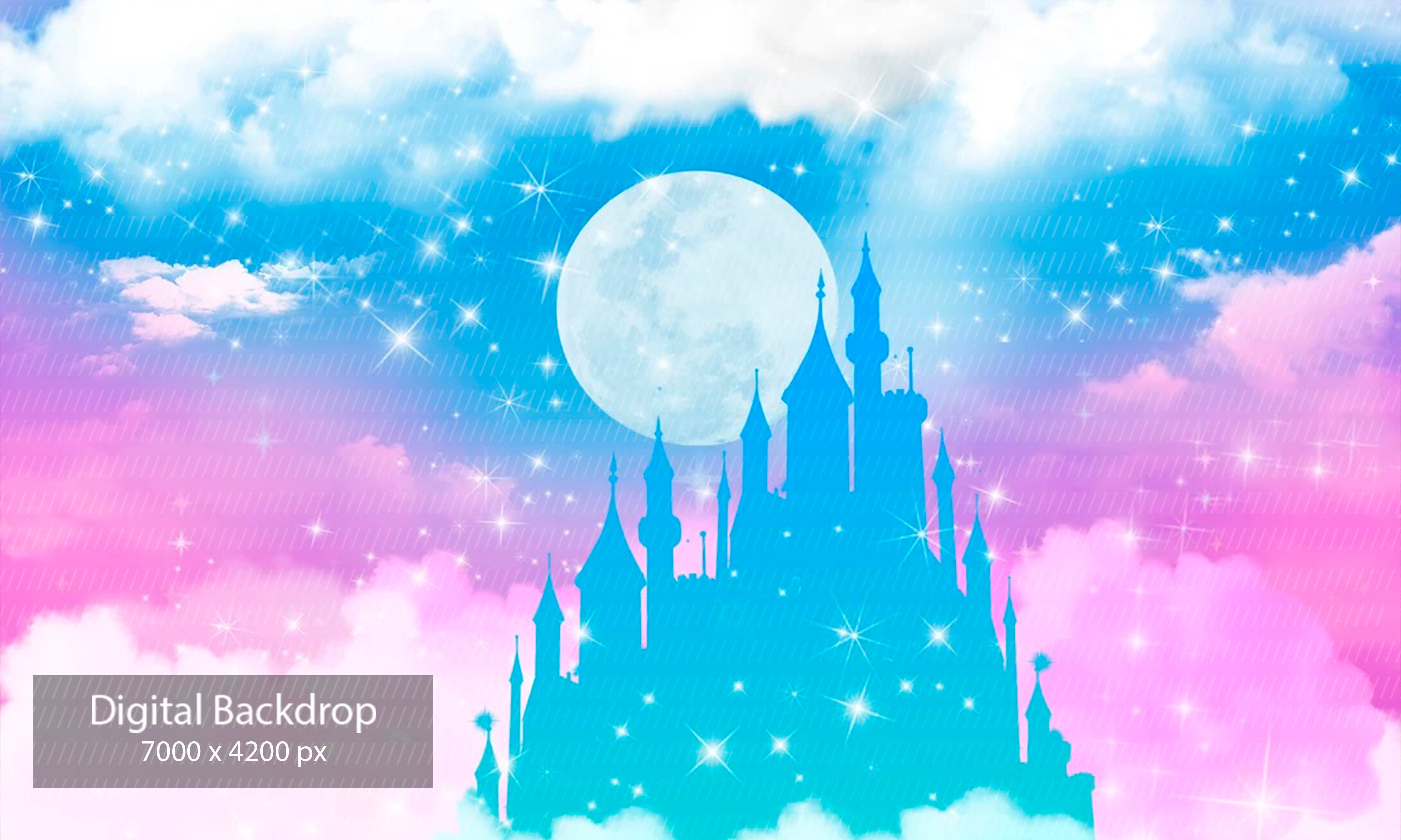 Fondo Digital Castillo Cenicienta Aurora Princesas Etsy México
