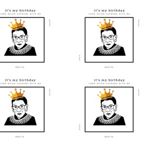 RBG Supreme Birthday Invitation, Ruth Bader Ginsburg Birthday Square ...