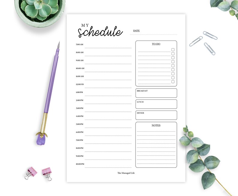 Schedule Printable BLACK Schedule A5 Printable Schedule | Etsy