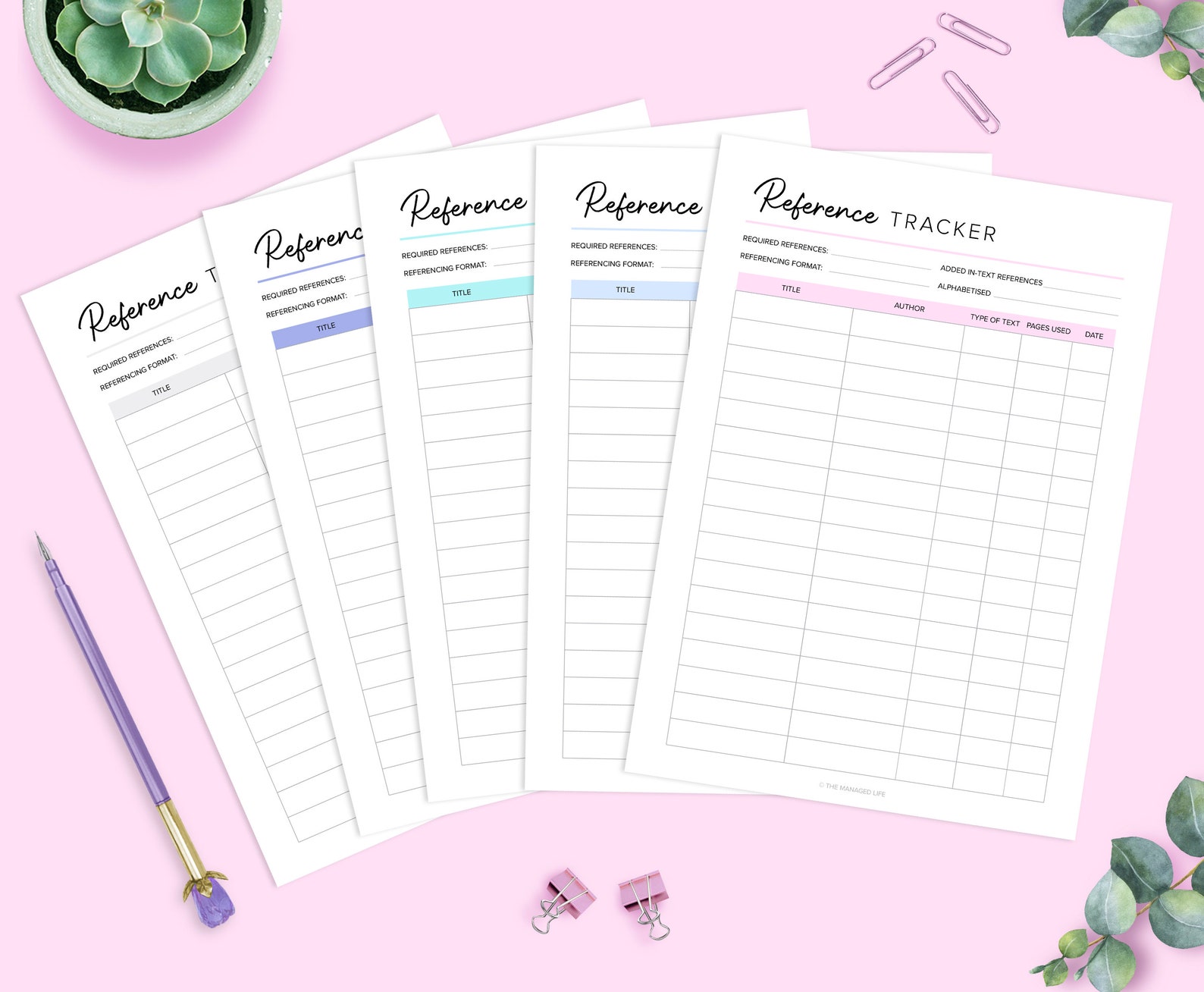 Reference List, Reference Planner Printable, Citation Tracker ...