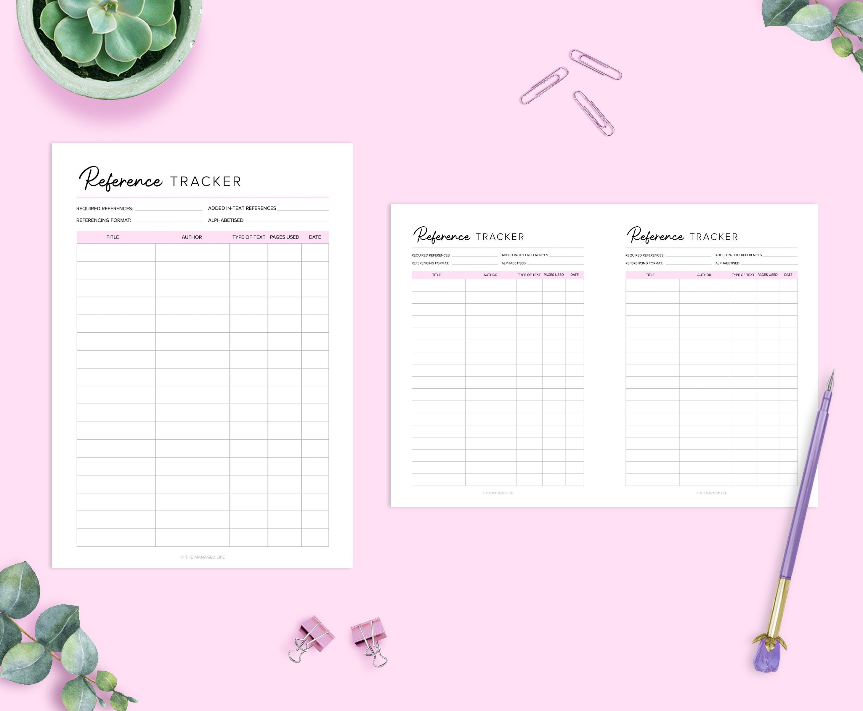 Reference List Reference Planner Printable Citation Tracker - Etsy