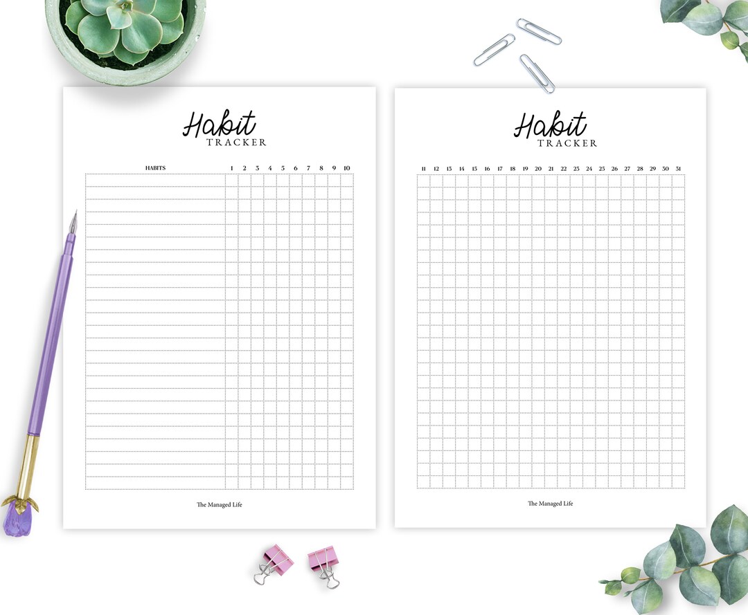 Printable Habit Tracker for Planner, Habit Tracker Insert, BLACK Habit ...