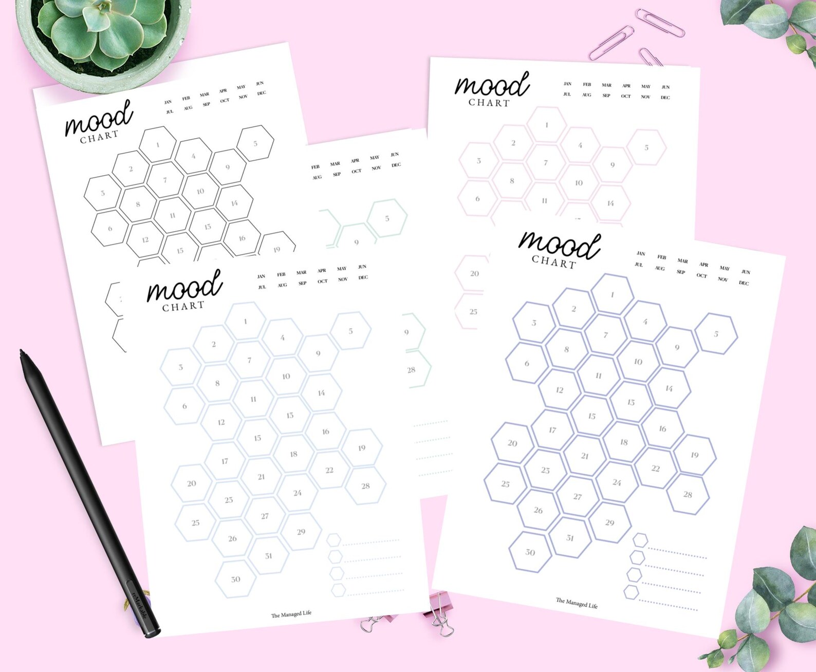 Mood Chart Honeycomb Printable Mood Tracker Emotions Tracker Moods ...