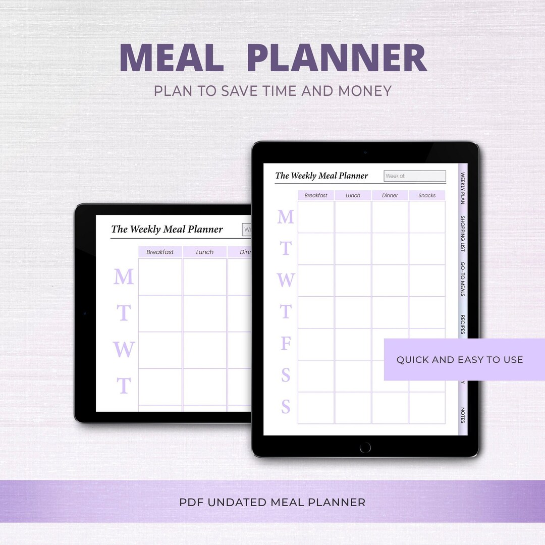 Digital Meal Planner Goodnotes Template Notability Template - Etsy