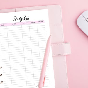 Study Planner Refill, Planner Insert, Study Log A5 and A4 Printables, 5 ...