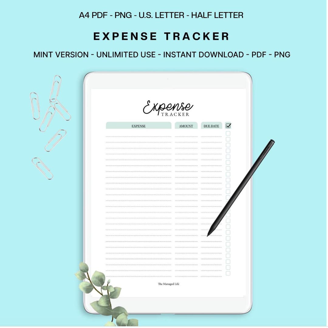 Expense Tracker Digital Expense Tracker Template Expenses Organizer for ...