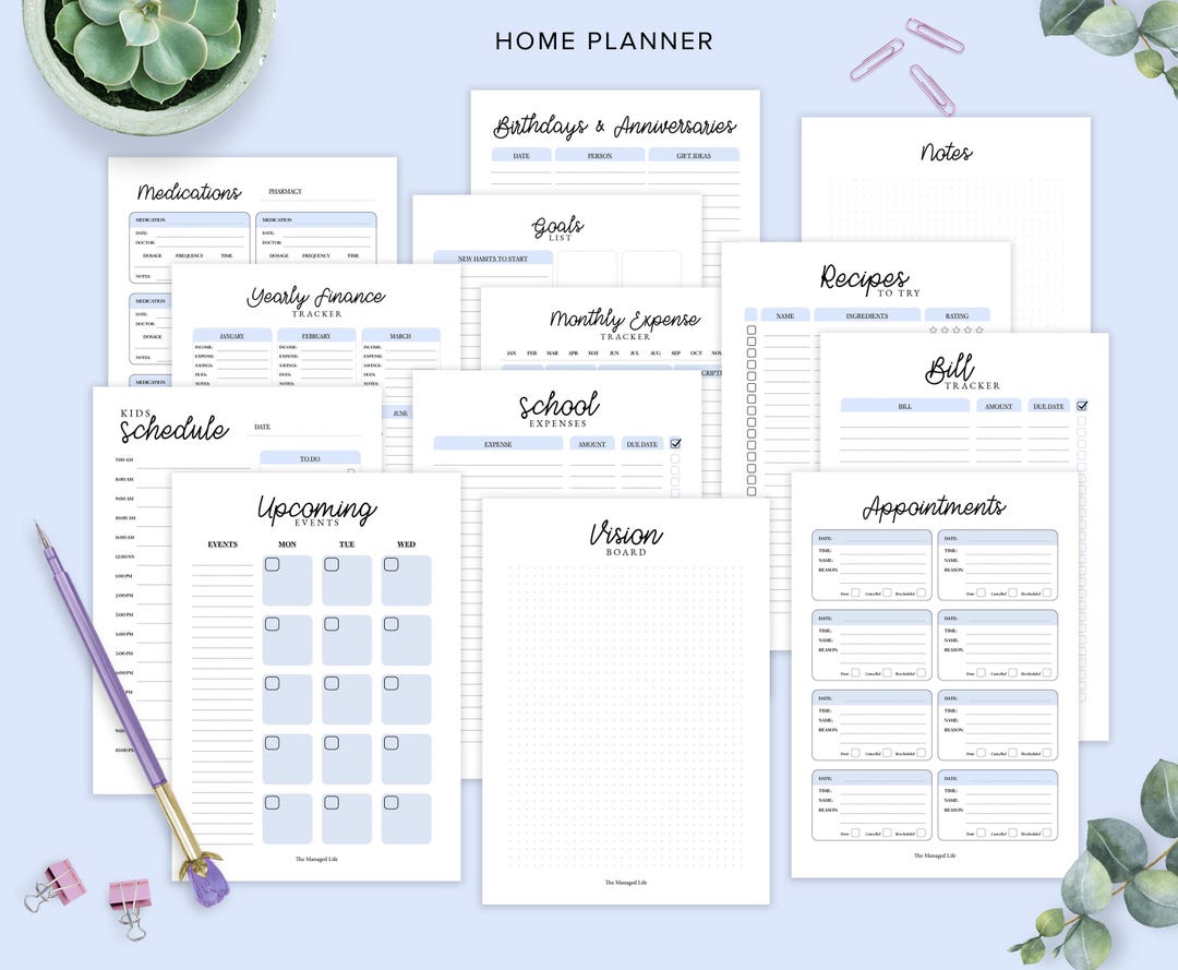 Digital Home Organizer Planner Printable Goodnotes iPad Notability Home ...