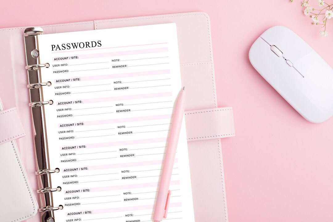A5 Password Tracker, Password Organizer A5 and A4 Printables, 5 Colours ...
