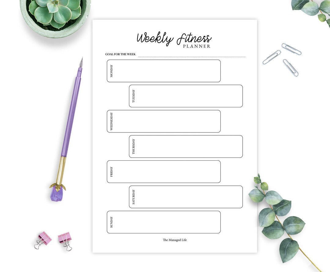Fitness Tracker Printable, Printable Weekly Fitness Tracker Insert ...