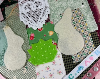 Slow Stitch Kit Fabric Art Collage Fairy House Stitching Craft Junk ...