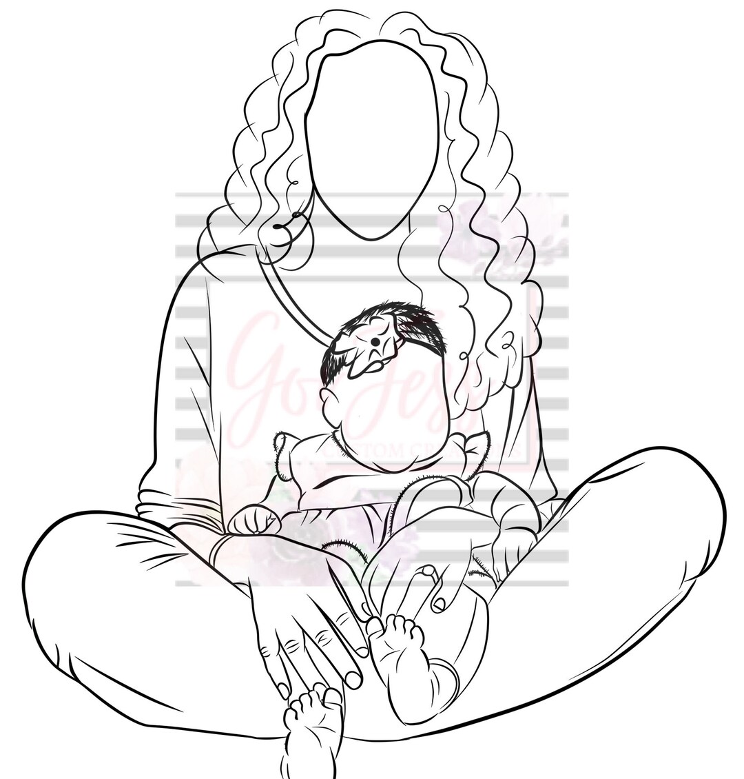 Custom Outline Portrait-2 People-black and White-png/digital File Only ...
