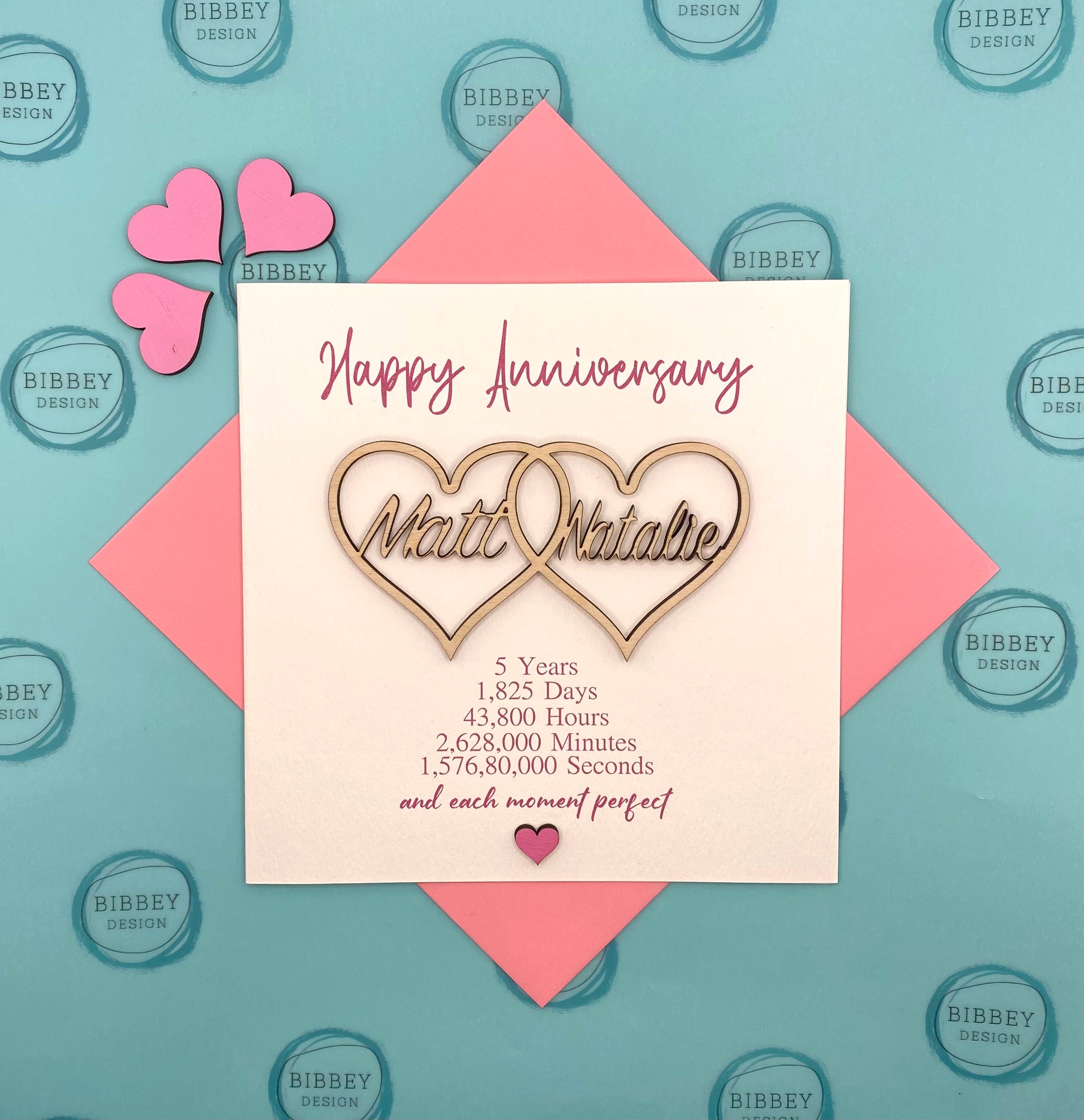 Personalized Wooden Anniversary Card – Interlocking Hearts Keepsake - Etsy