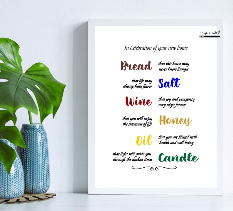 DIY Housewarming Gift Basket Printable Art, Bread Salt Wine Poem, Home ...