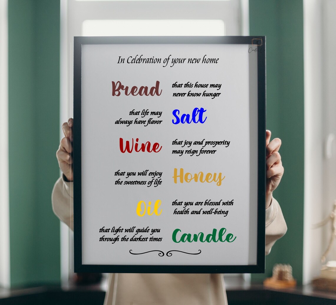 DIY Housewarming Gift Basket Printable Art, Bread Salt Wine Poem, Home ...