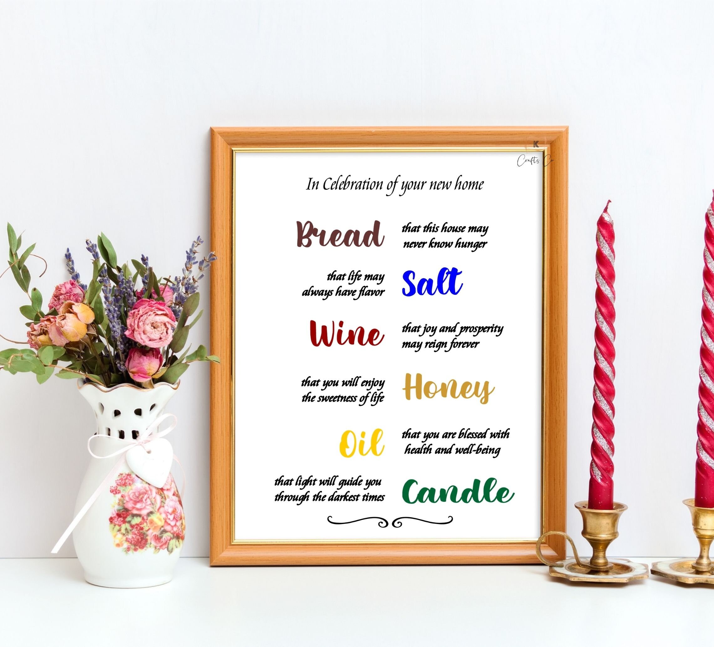 DIY Housewarming Gift Basket Printable Art, Bread Salt Wine Poem, Home ...