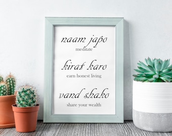 Naam Japo, Kirat Karo, Vand Chakko Poster Sikh Wall Art - Etsy