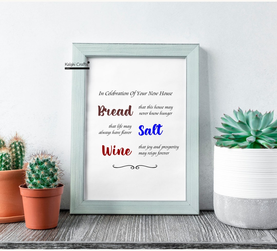 Bread Salt Wine Instant Download, Wall Decor Prints for Home ...