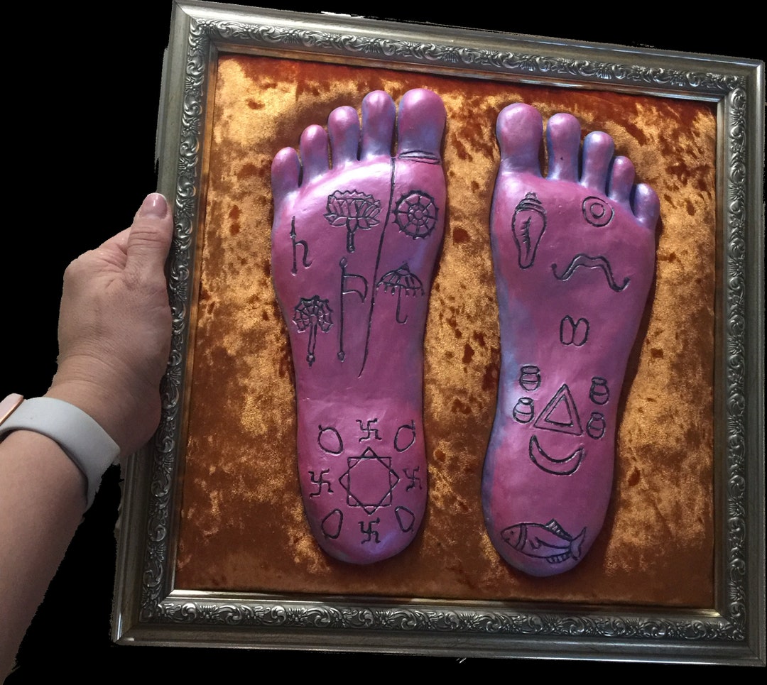 The Lotus Feet of Lord Krishna. Handmade Panel for Interior or Altar ...