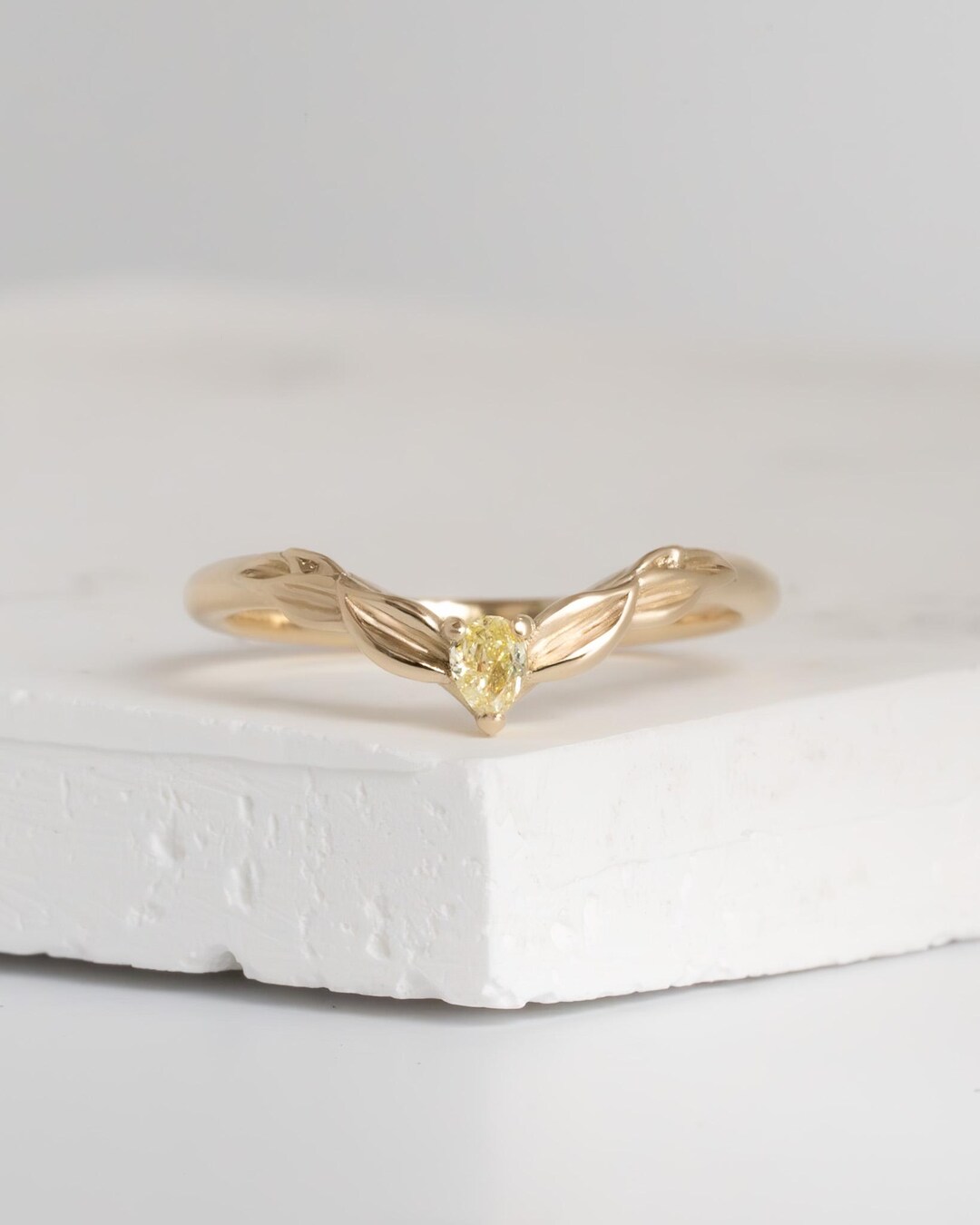 The Rowan Fae Inspired Diamond 9ct Gold Ring | Floral V-shape Diamond ...