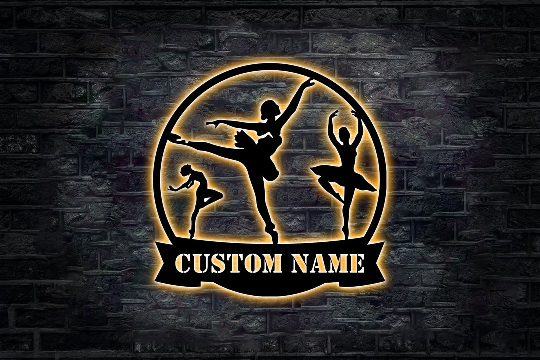 Customizable Ballerina Metal Sign With LED Lights, Personalized ...