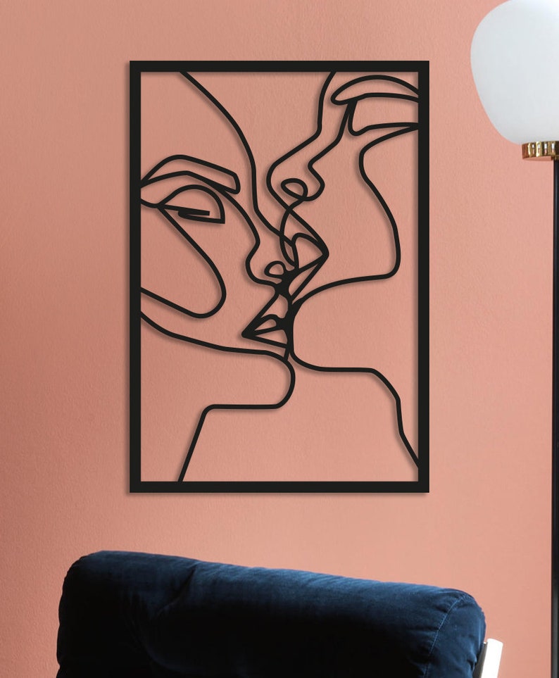 Lovers Smooch Metal Poster Kiss On The Lips Metal Wall Etsy