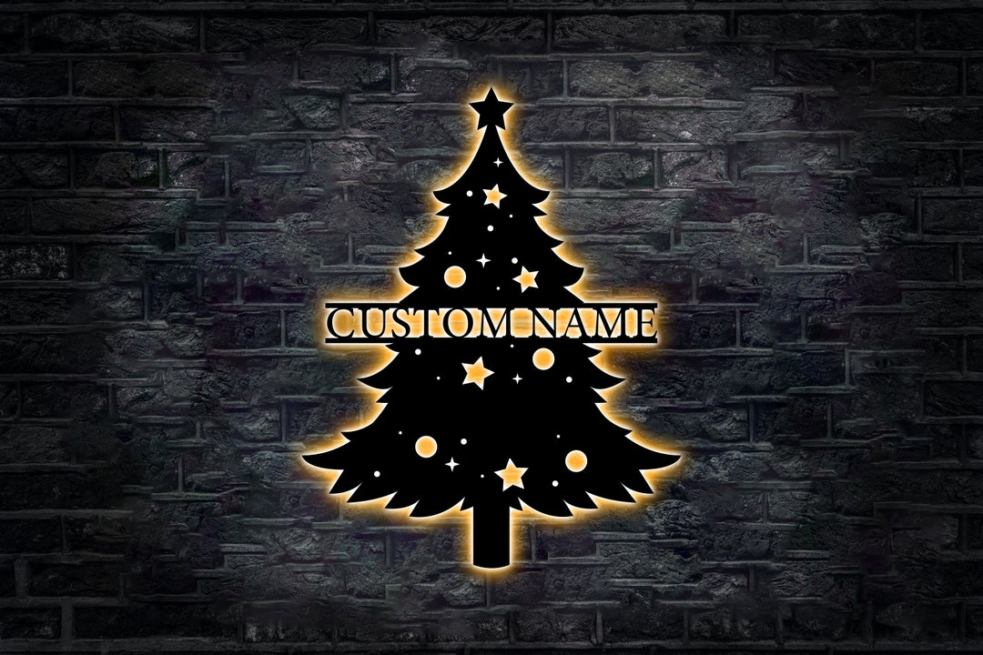 Customized Christmas Metal Sign With LED Lights, Personalized Christmas ...