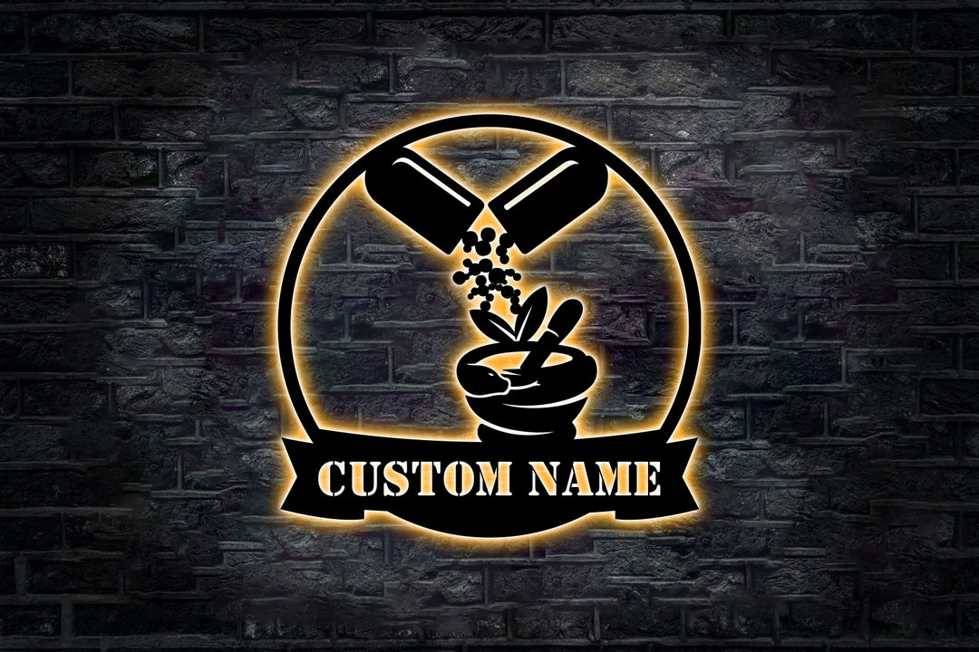 Personalized Pharmacist Metal Sign With LED Light, Custom Druggist ...