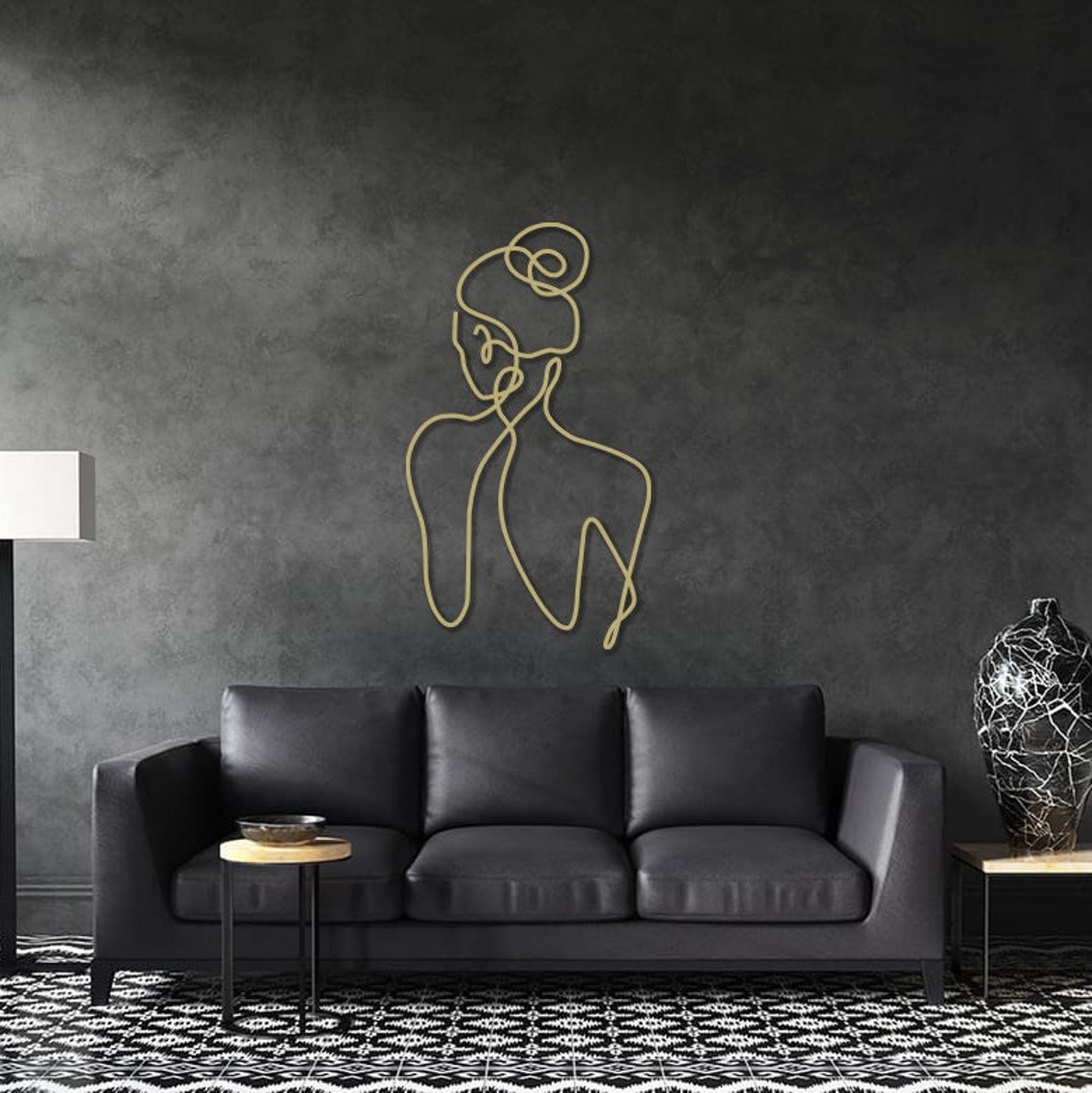 Gold Single Line Female Metal Wall Decor Unique Wall Art - Etsy