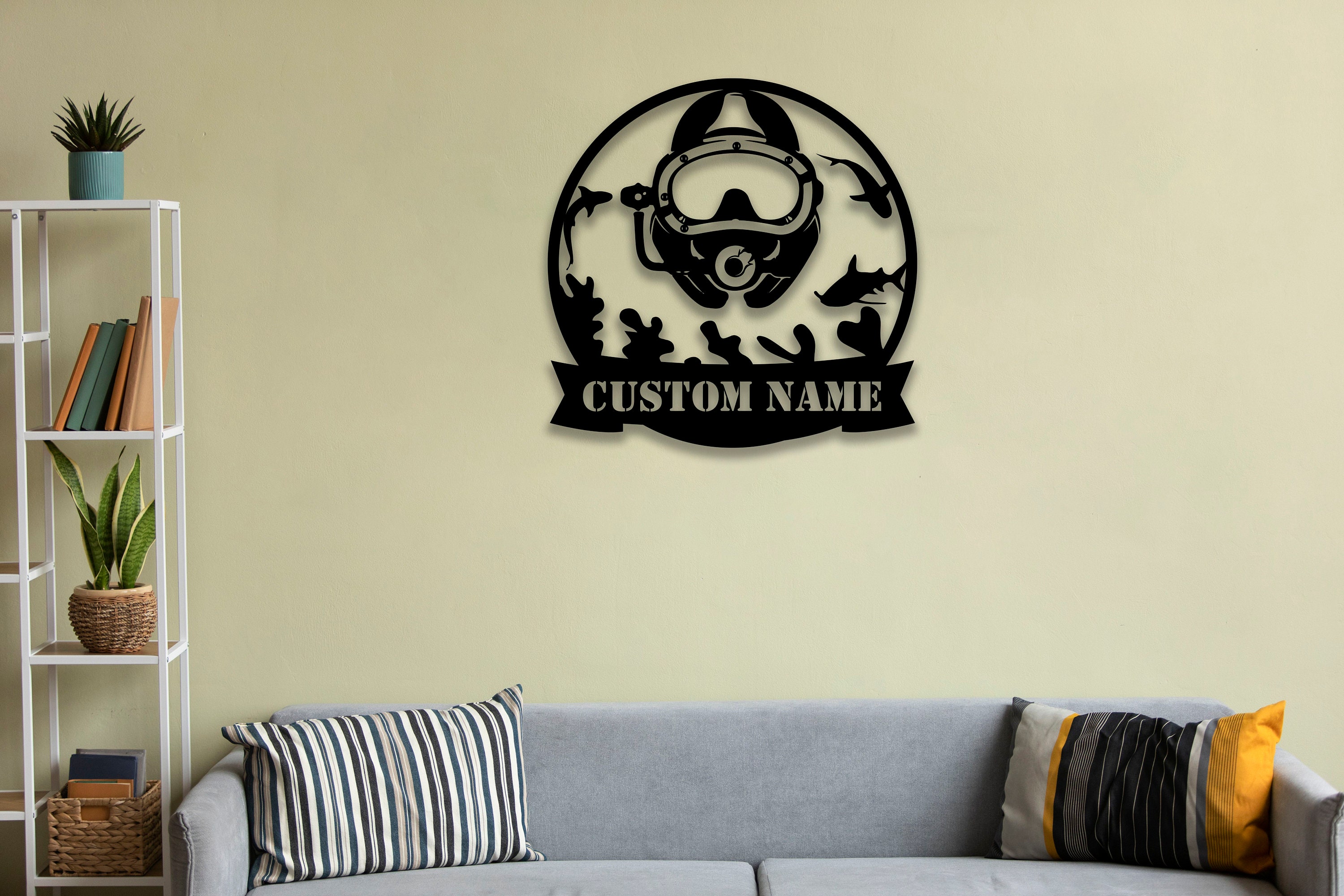 Custom Made Diver Metal Sign With LED Lights, Personalized Diver Metal ...