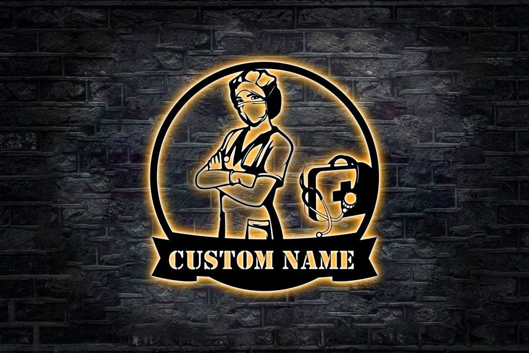 Custom Made Doctor Metal Sign With LED Lights, Personalized Doctor ...