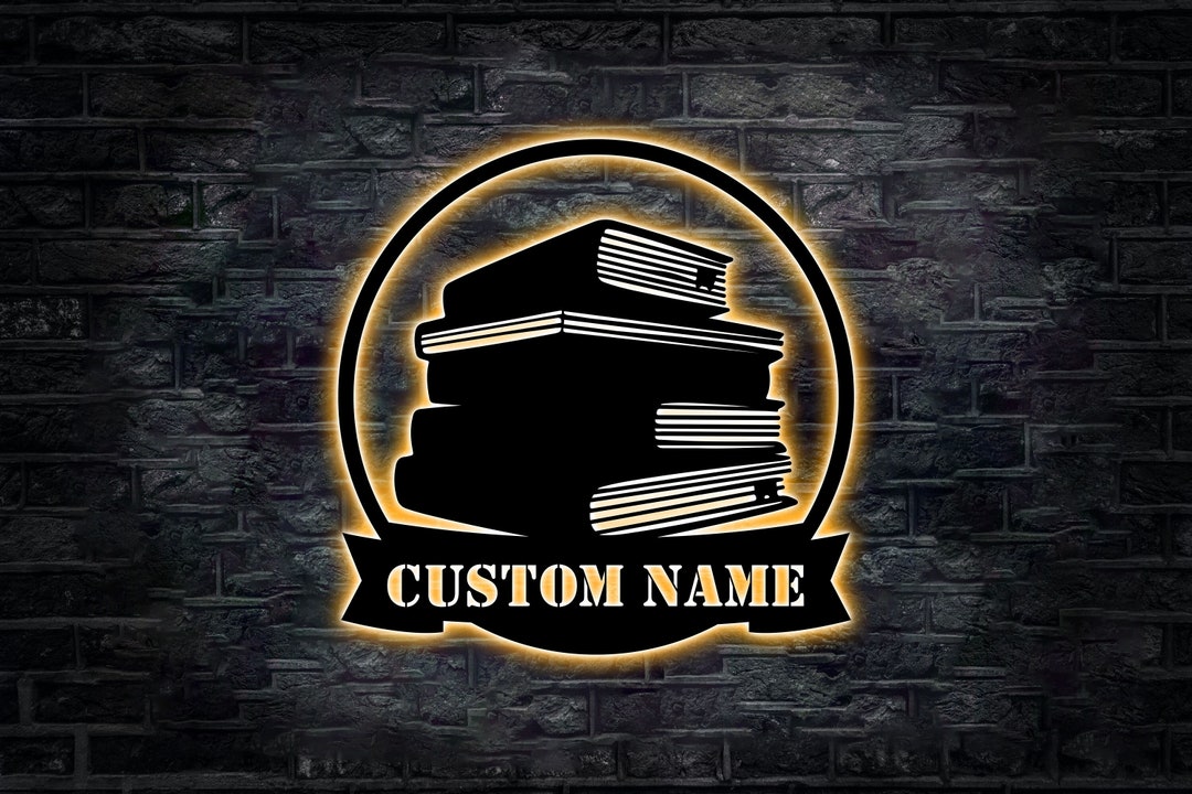 Custom Made Bookstore Metal Sign With LED Lights, Personalized ...