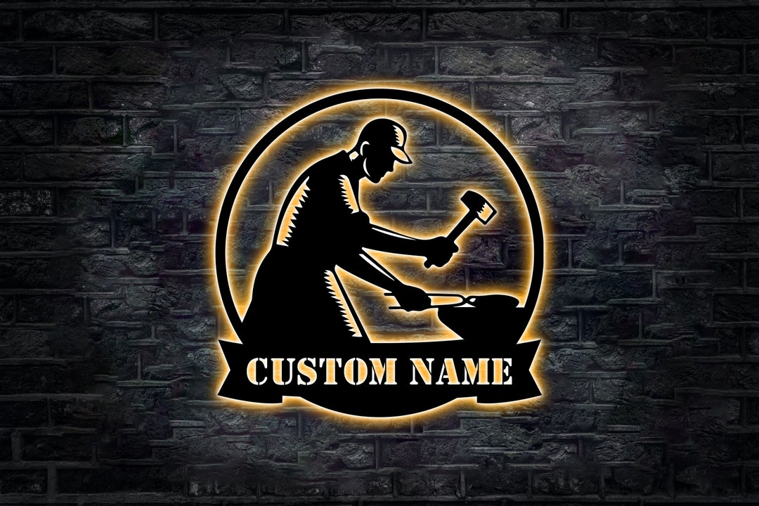 Personalized Blacksmith Metal Sign With LED Lights, Custom Blacksmith ...
