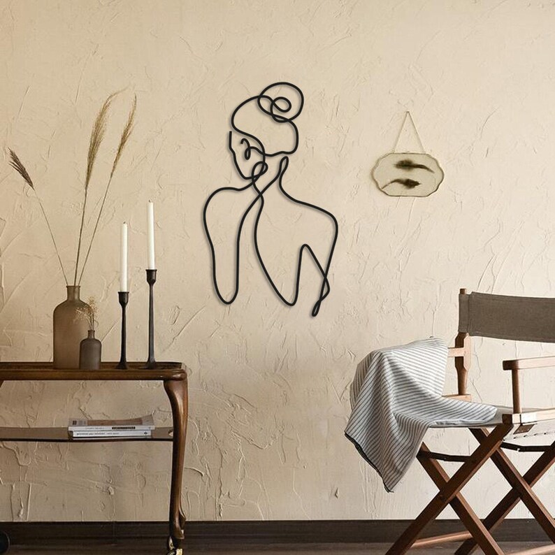 Gold Single Line Female Metal Wall Decor Unique Wall Art - Etsy