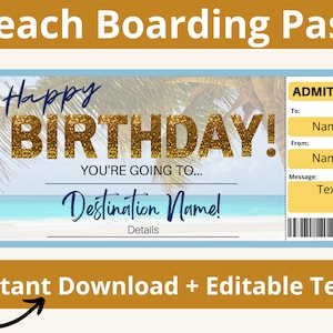 Beach Boarding Pass. Boarding Pass Birthday. Beach Vacation Ticket ...