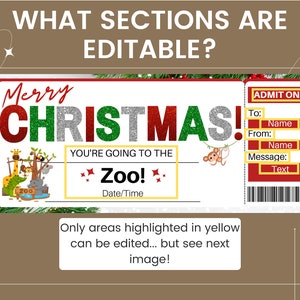 Christmas Zoo Ticket Printable. Zoo Gift Certificate. Zoo - Etsy