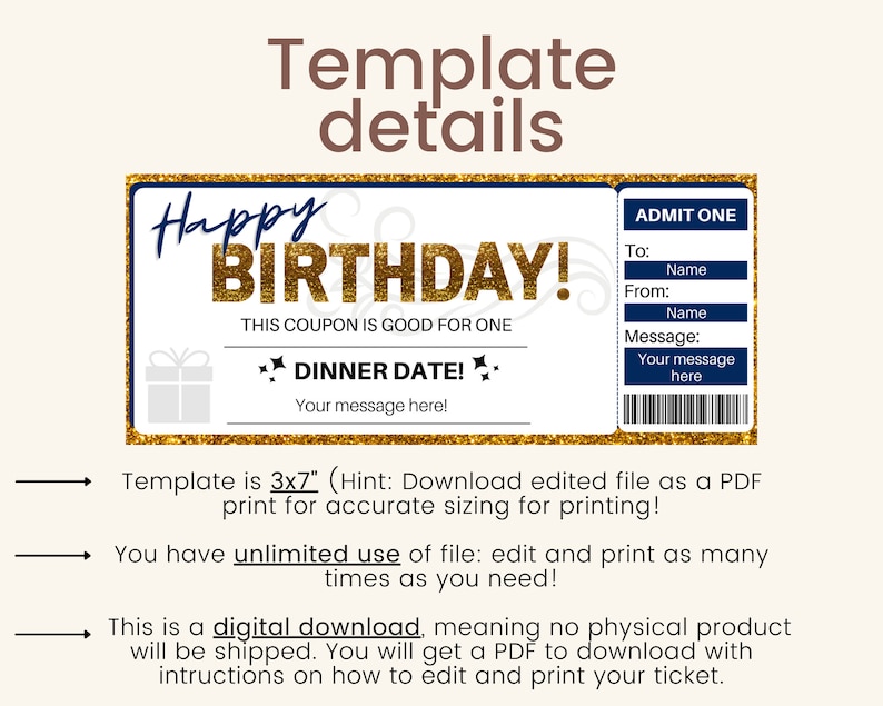 Dinner Date Coupon. Dinner Date Voucher. Birthday Dinner - Etsy