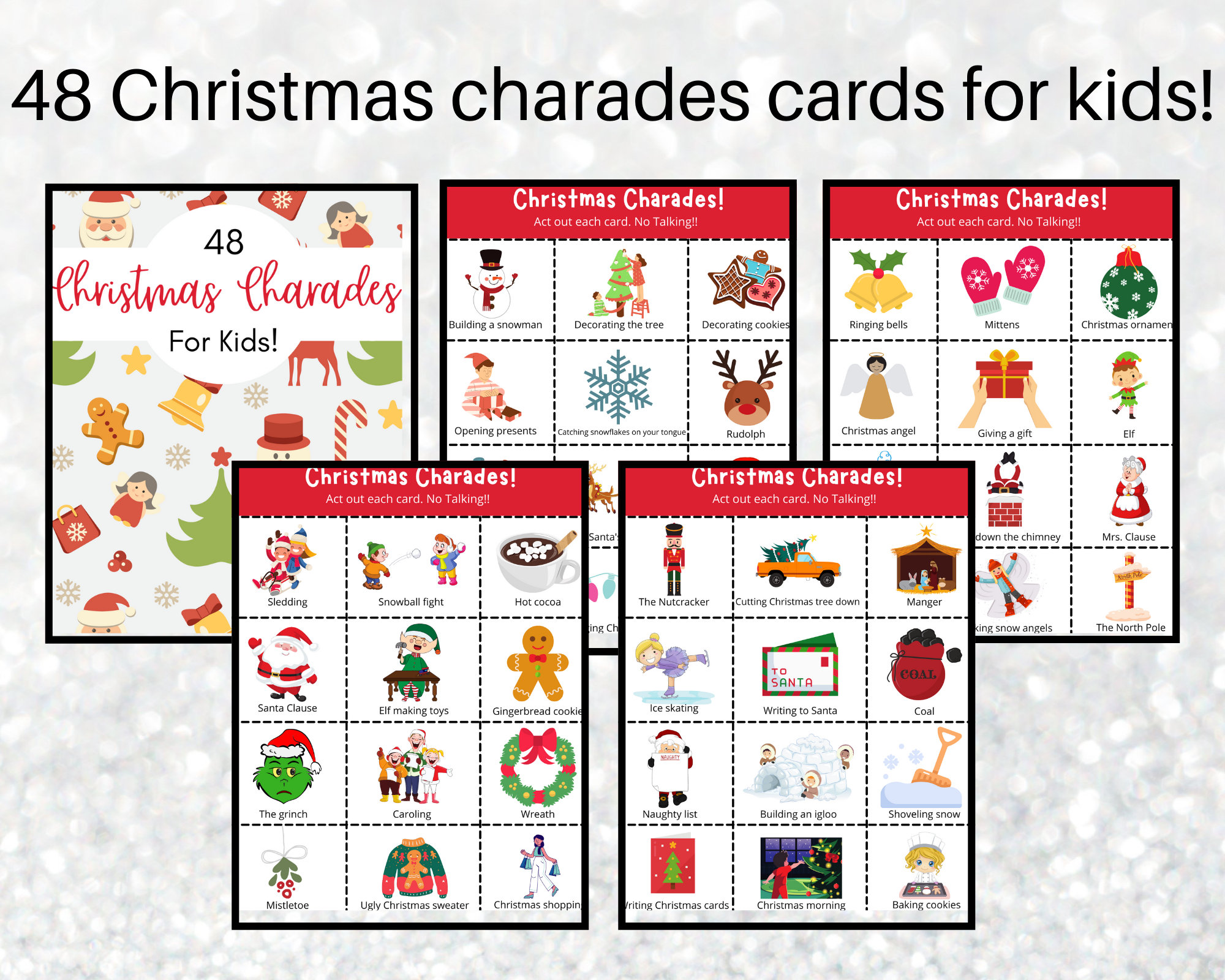 Christmas Charades Game for Kids! Christmas Games for Kids. Christmas ...