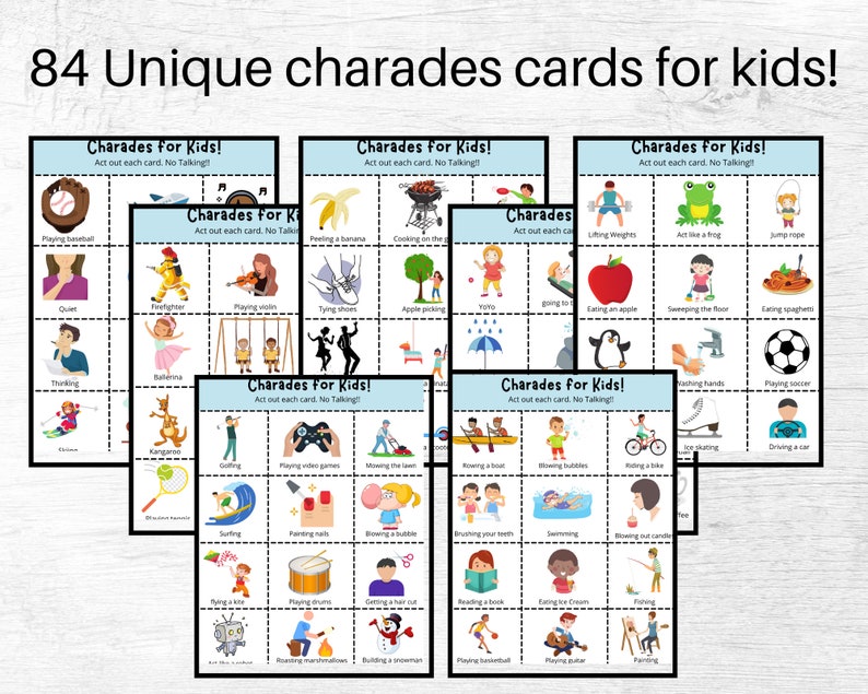 Charades for Kids. Charades Card. Printable Kids Games. Games for Kids ...