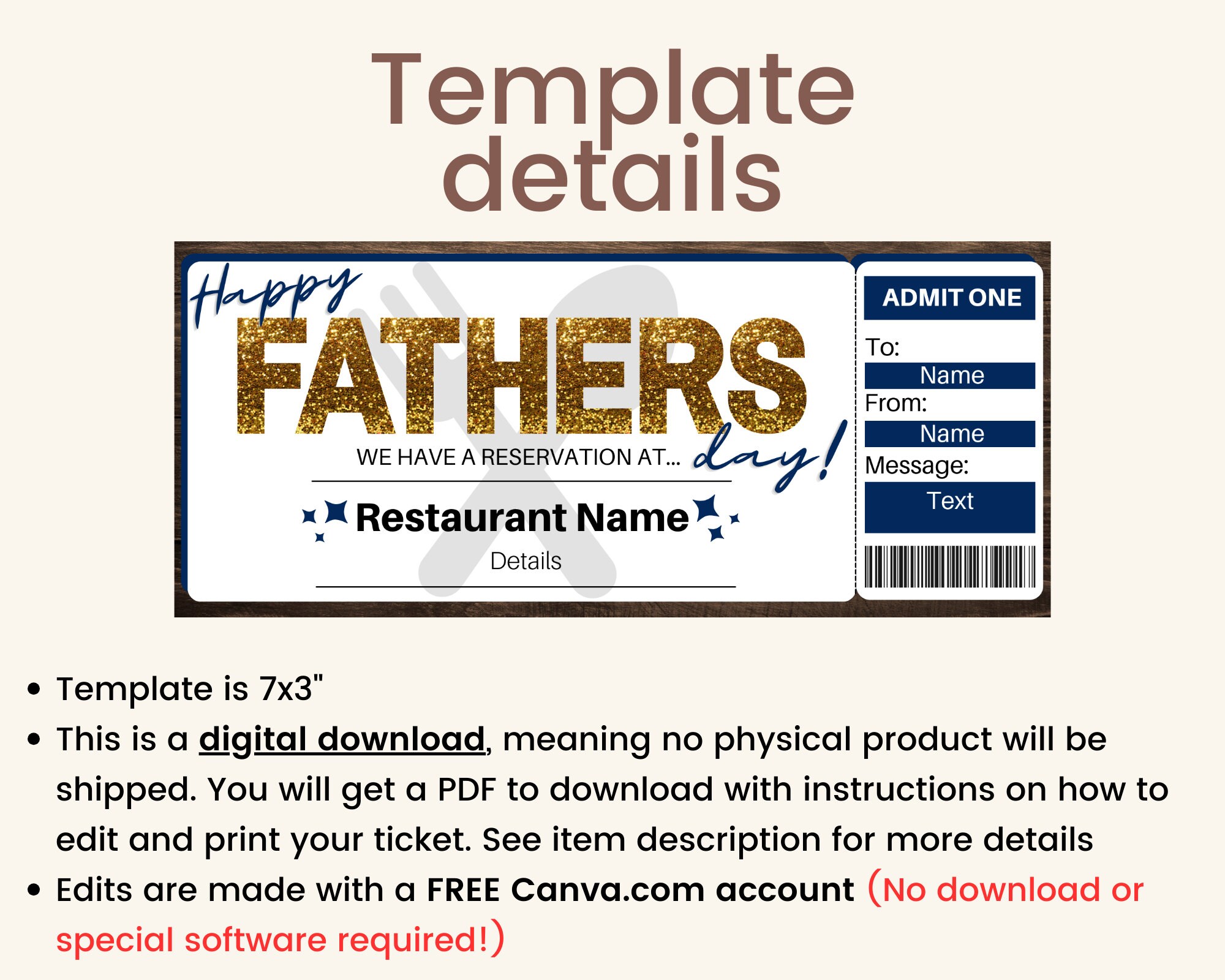 Table Reservation Gift. Restaurant Reservation. Reserved Table Ticket ...